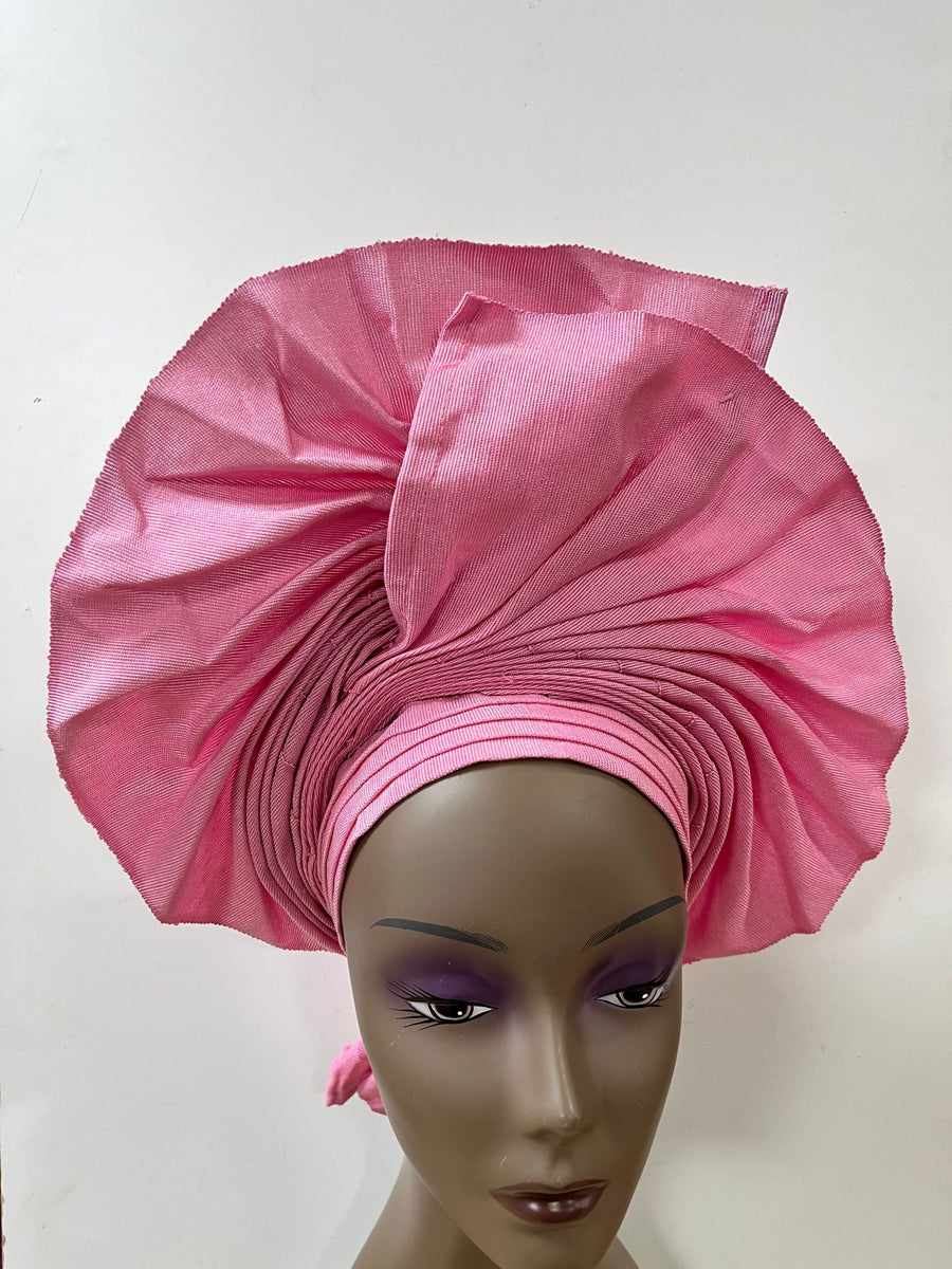 Light Pink Auto Gele – Rose African Fabrics
