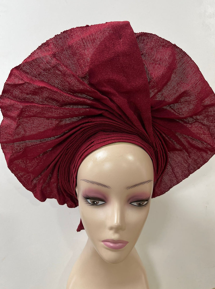 Wine Auto Gele – Rose African Fabrics