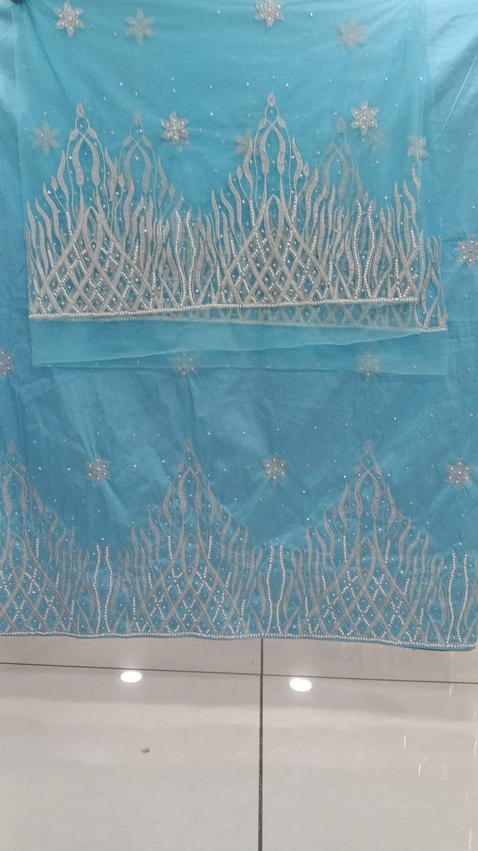 Light Blue George with Blouse Fabric – Rose African Fabrics