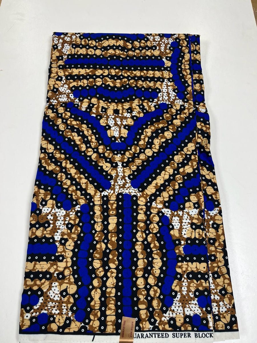 Royal Blue and Gold Ankara Print - 6 Yards – Rose African Fabrics