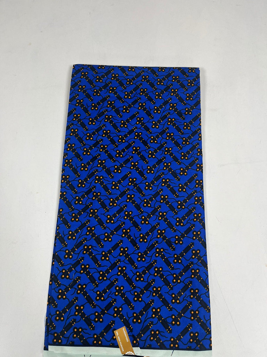 Blue and Orange Ankara Print - 6 Yards – Rose African Fabrics