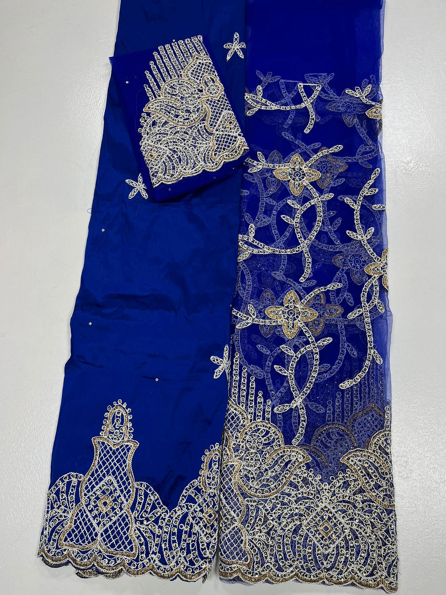 Royal Blue Net George with Blouse Fabric (3 Pieces) – Rose African Fabrics