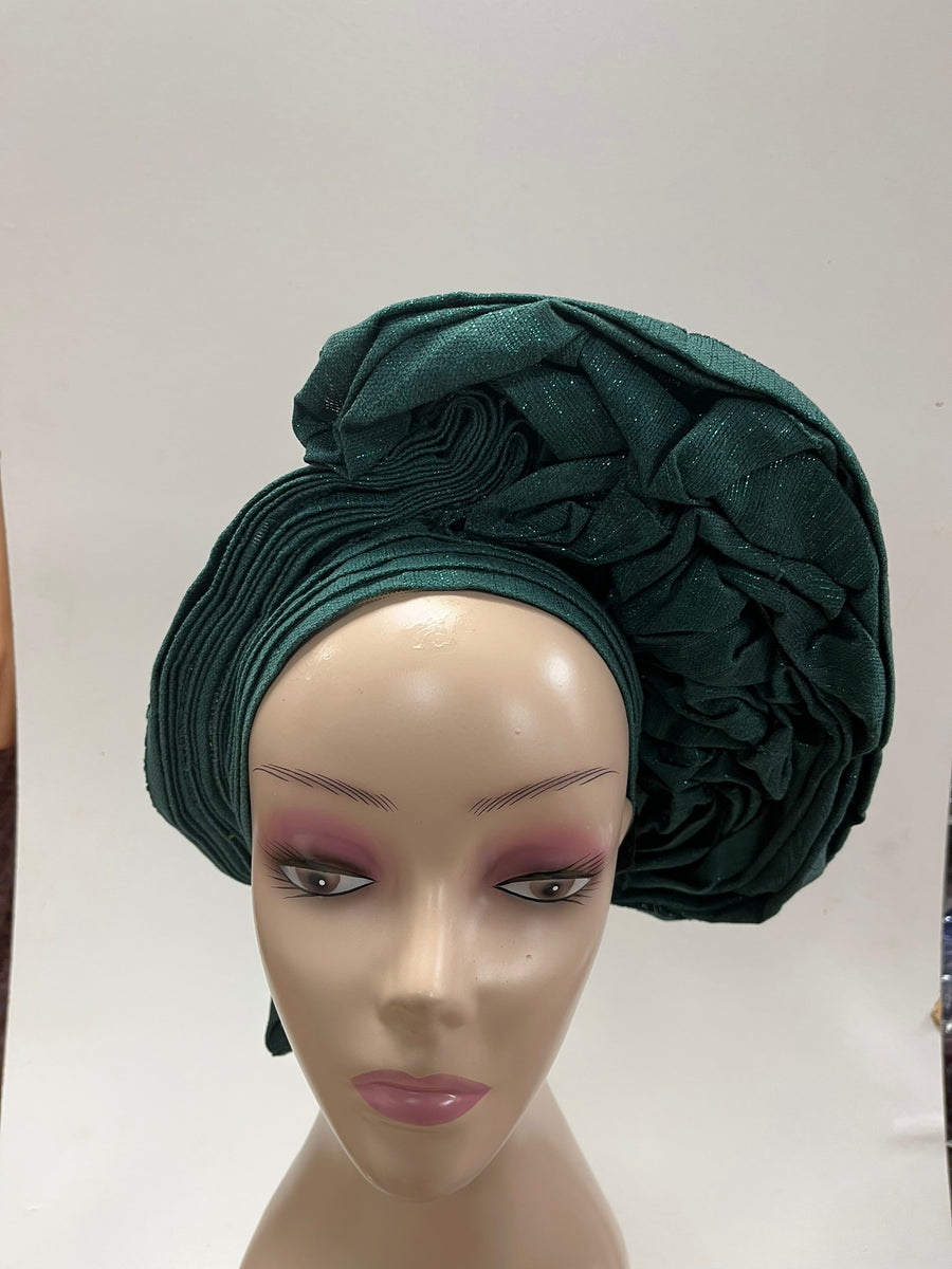 Emerald Green Auto Gele – Rose African Fabrics