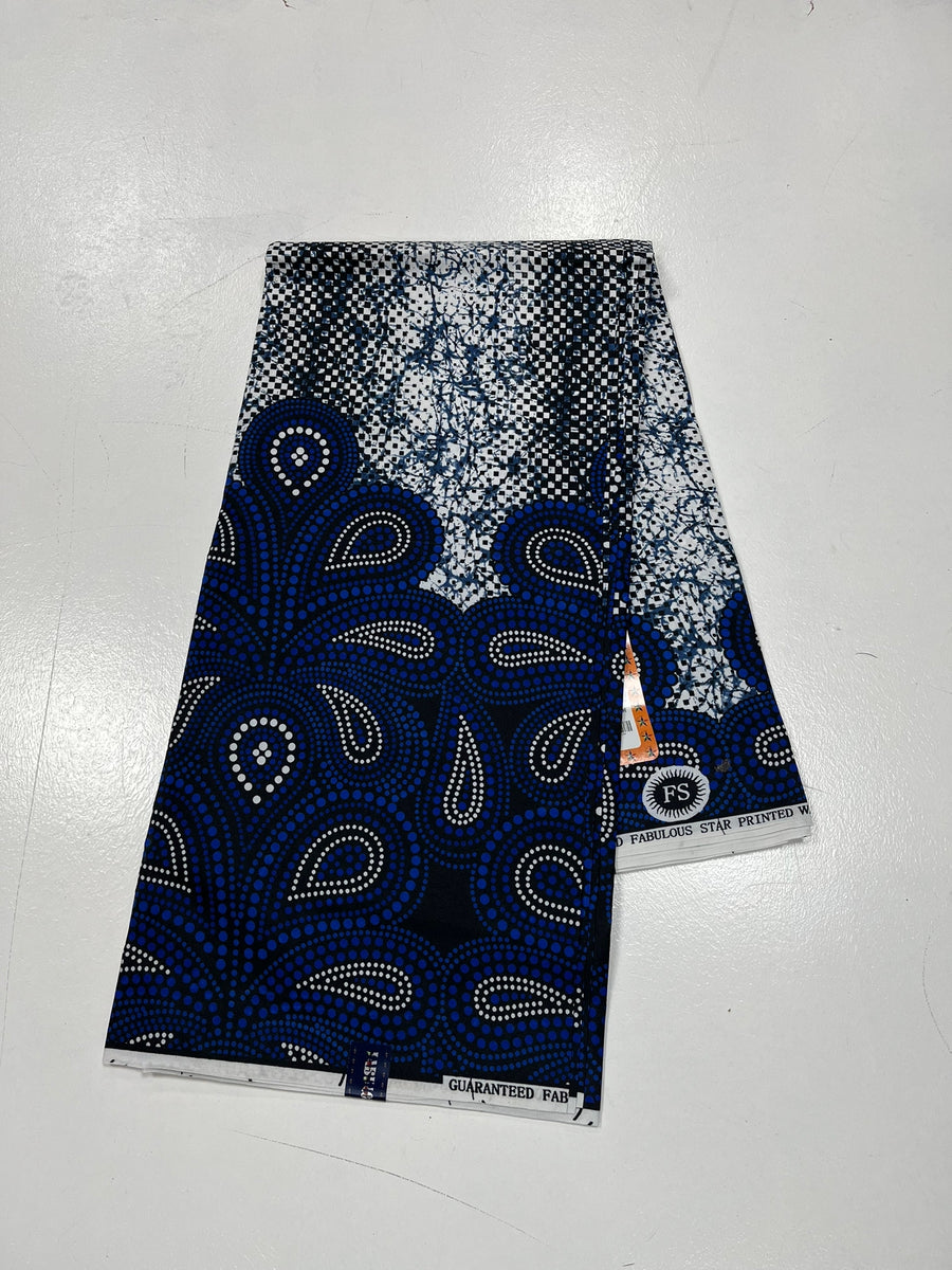 Royal Blue and White Ankara Print - 6 Yards – Rose African Fabrics