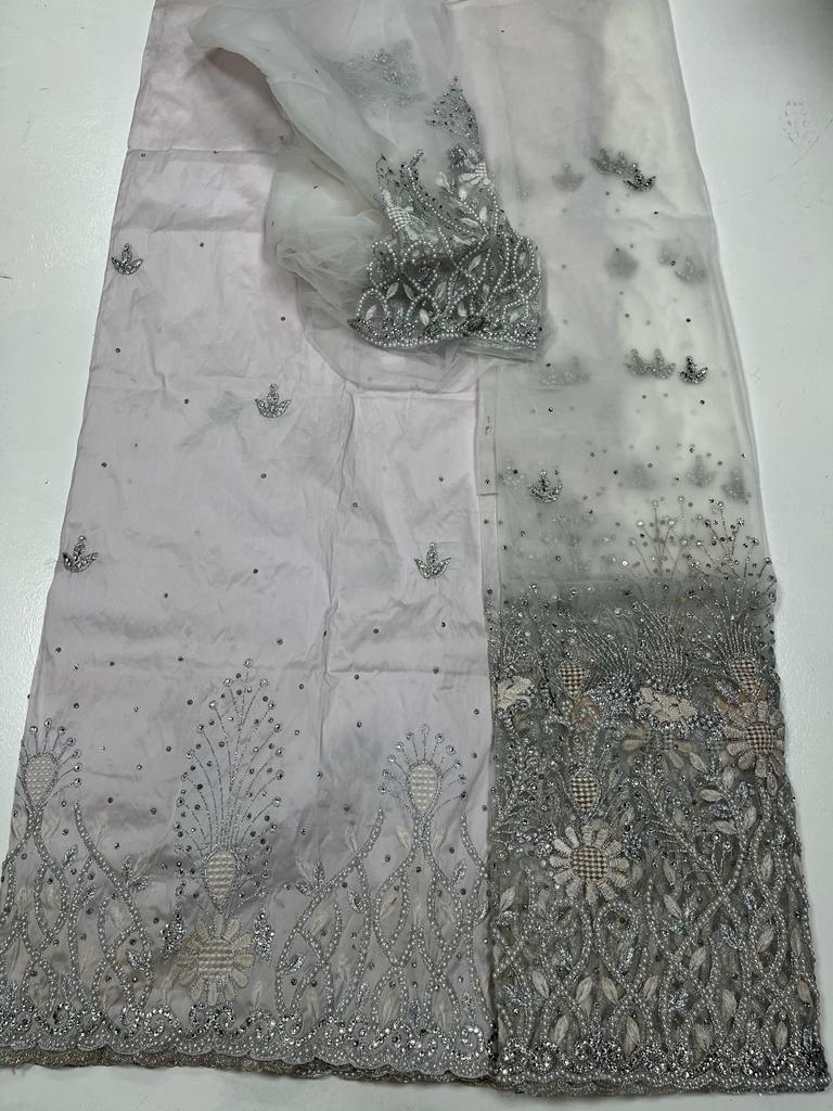 White Net George (3 Pieces) with Blouse Fabric – Rose African Fabrics