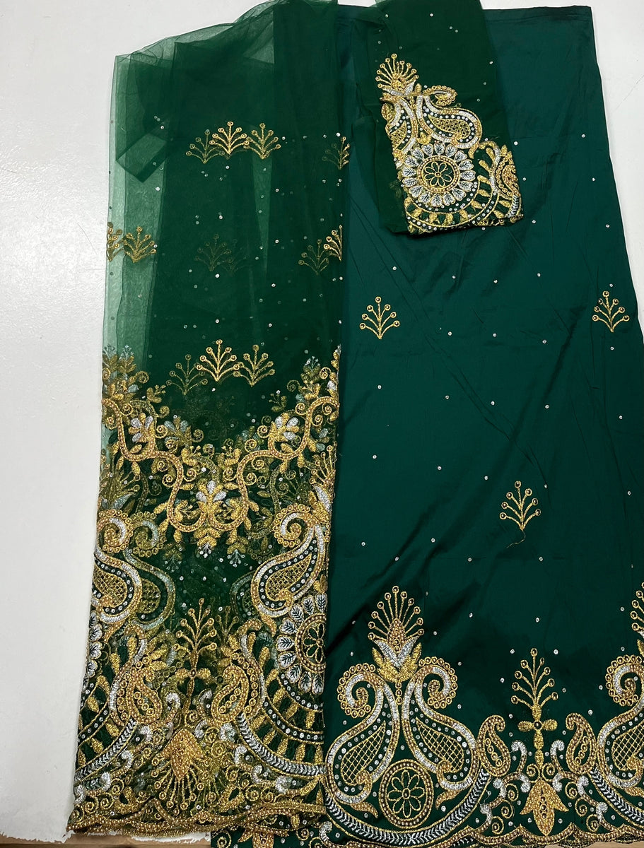 Emerald Green Net George with Blouse Fabric (3 Piece) – Rose African ...