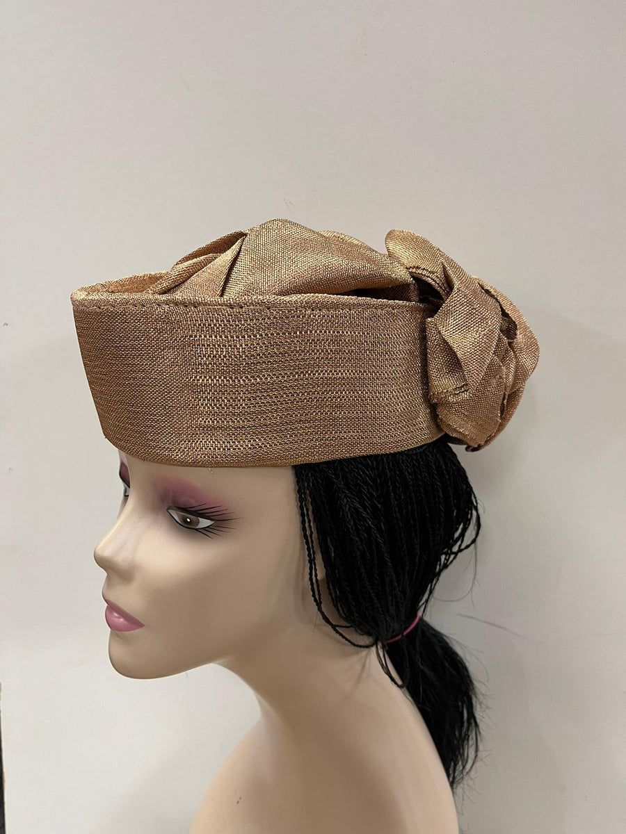 Rose Gold Aso Oke Cap/Zara Cap – Rose African Fabrics