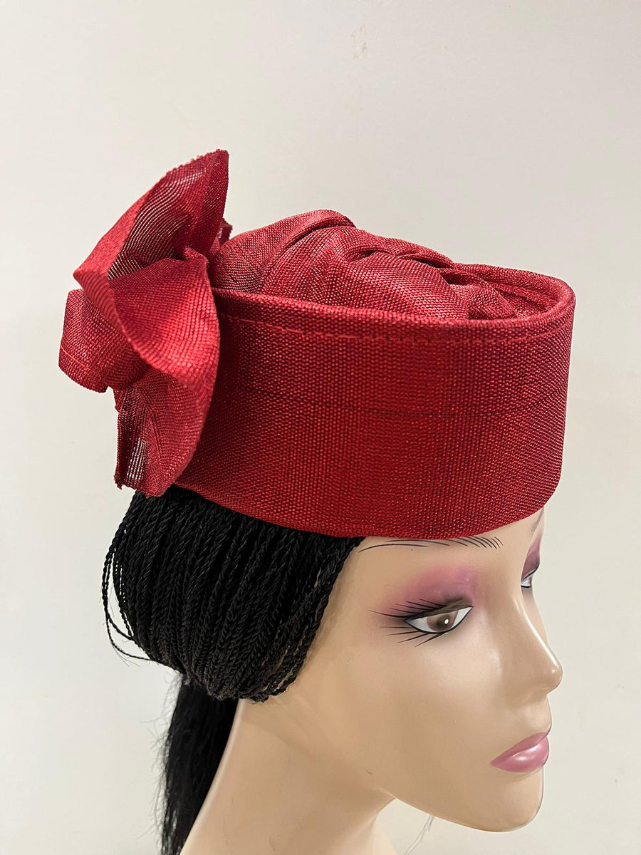 Red Aso Oke Cap/Zara Cap – Rose African Fabrics