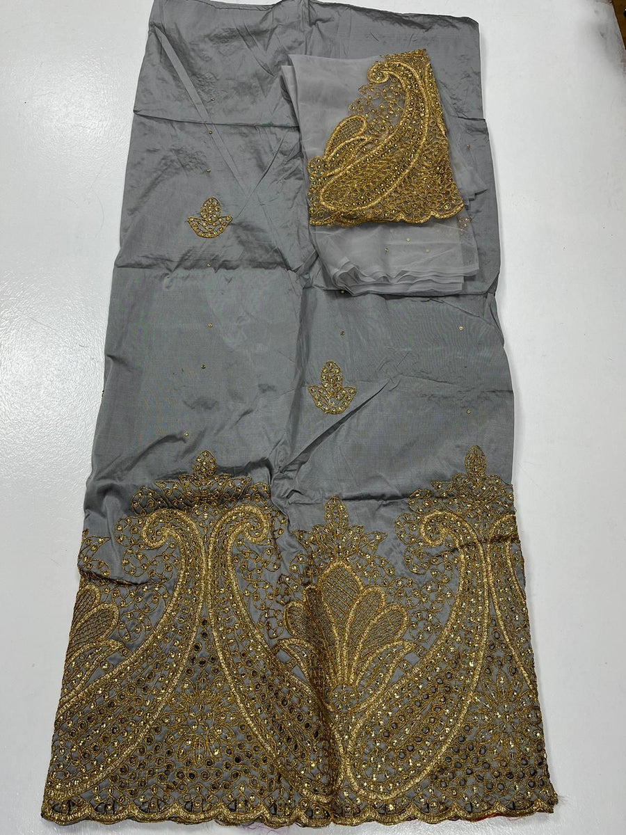 Silver and Gold George with Blouse Fabric – Rose African Fabrics